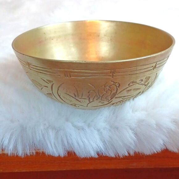 Dining | Brass Vintage Brass Aztec Engraved Bowl | Poshmark